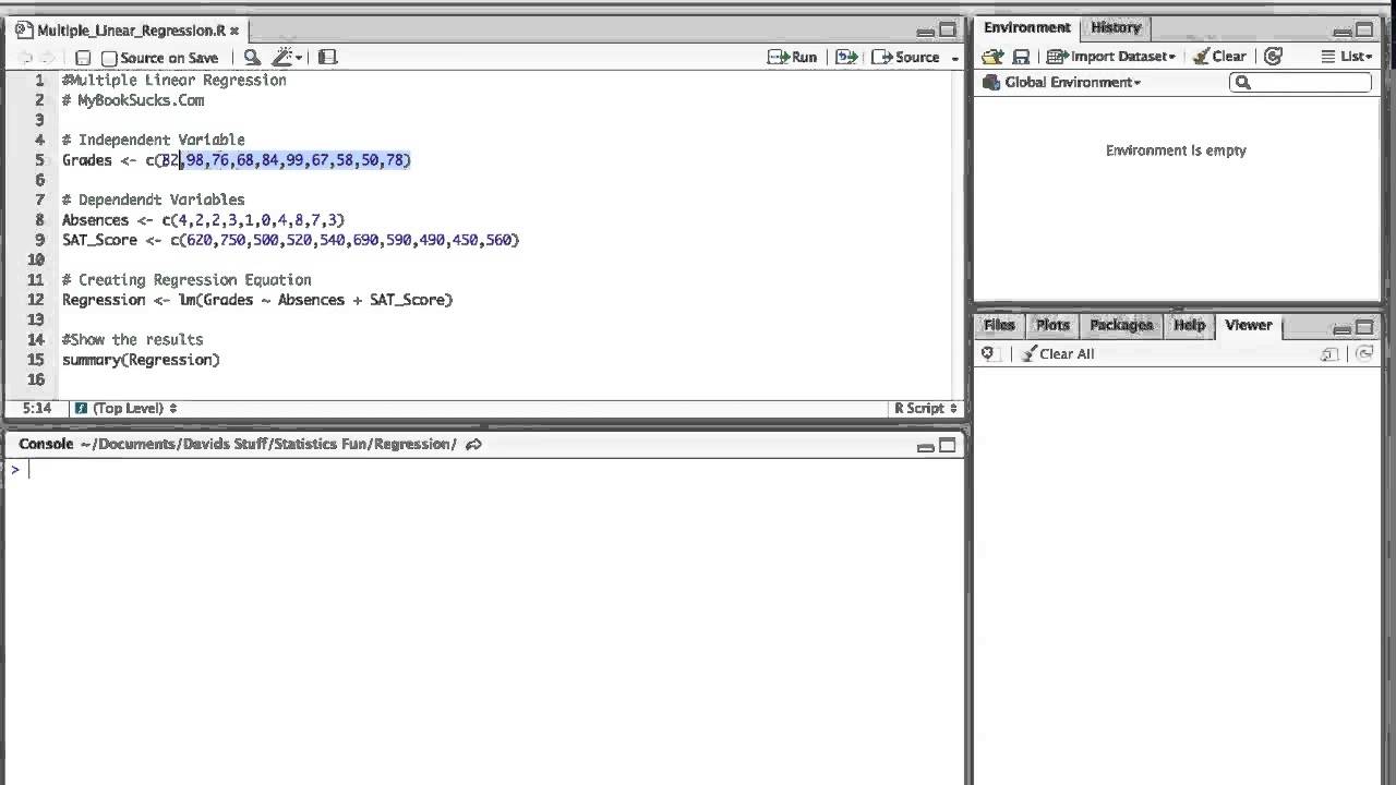 Multiple Linear Regression Using R Youtube