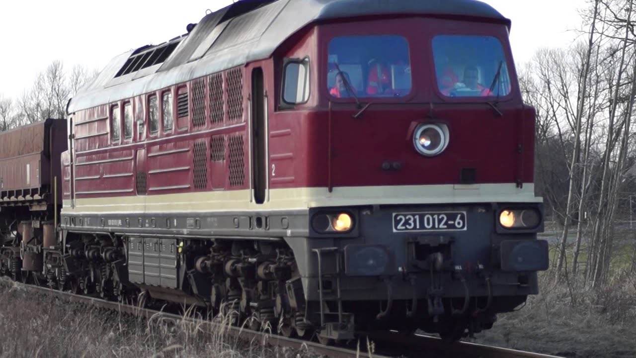 BR 231 012-6 mit Schotterzug in Klitten - YouTube