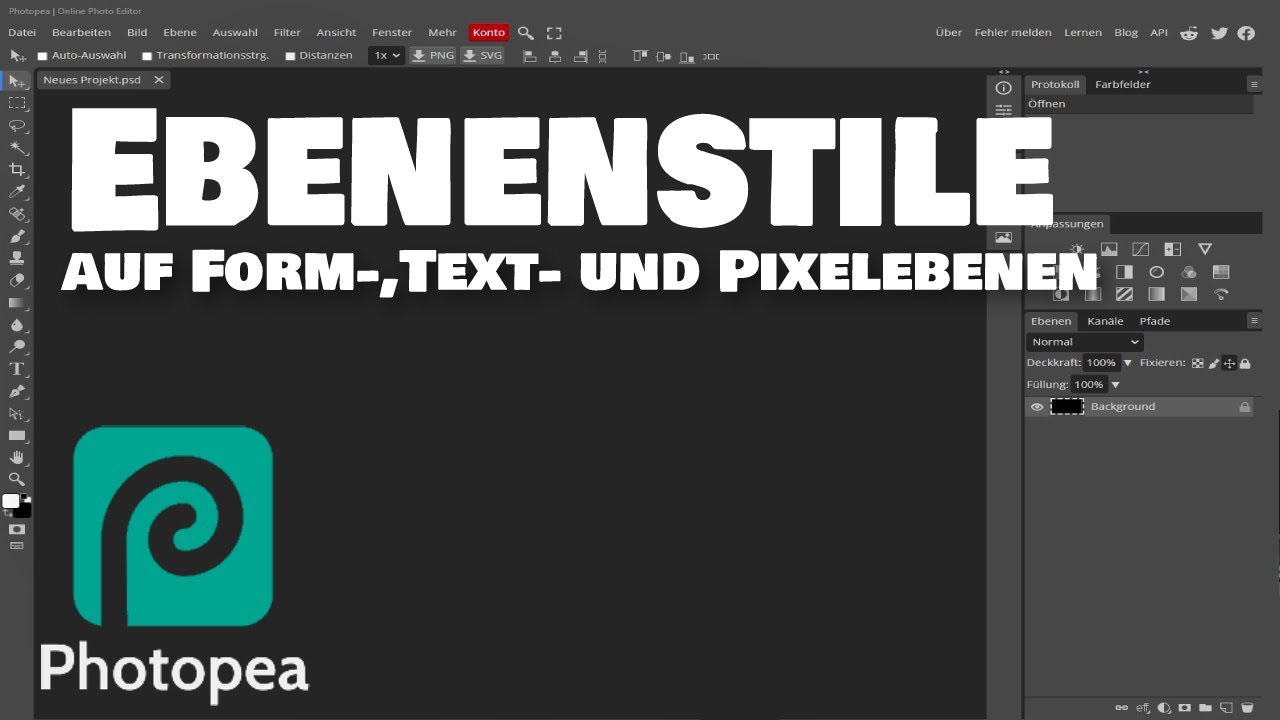 Photopea - Ebenenstil (layer style) - YouTube