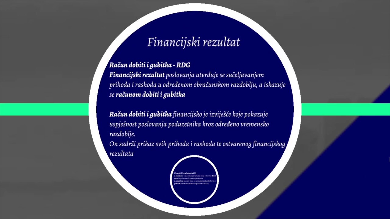 Rashodi, prihodi i financijski rezultat - račun dobiti i gubitka RDG ...