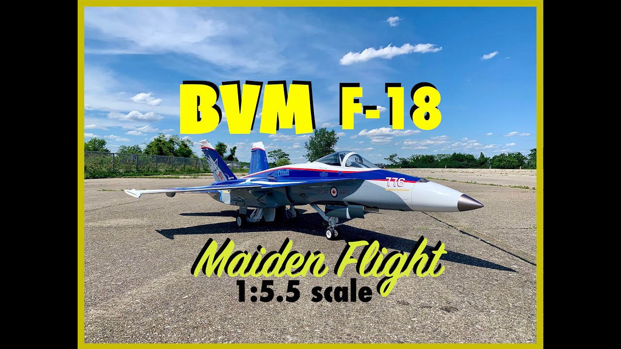 BVM F-18 1:5.5 scale maiden flight - YouTube