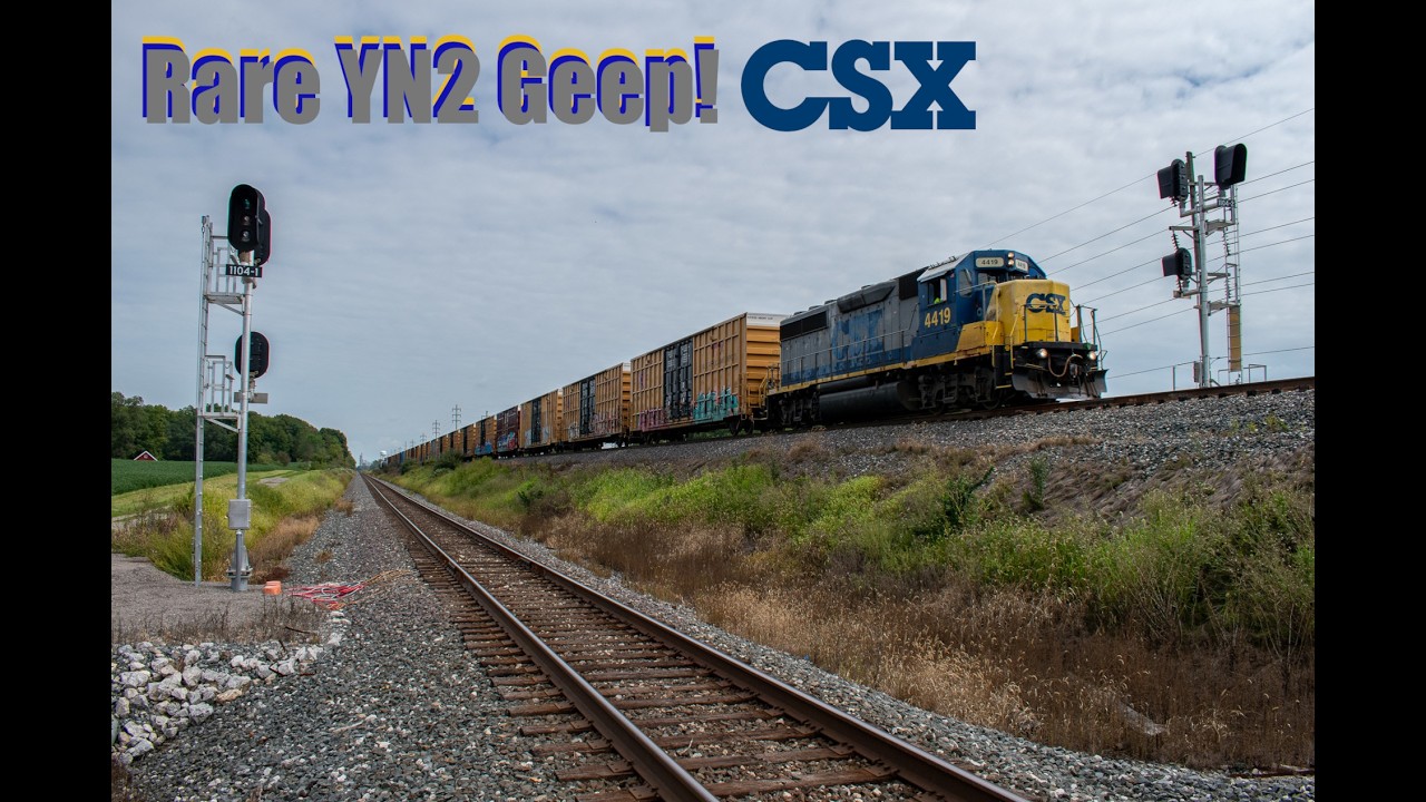 CSX 4419, RARE YN2 Geep, Leads CSX L376 at State Line on the CSX ...