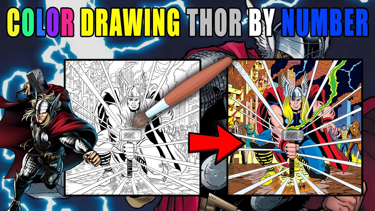 Drawing Marvel Thor Art by Number | Drawing Cartoons - YouTube