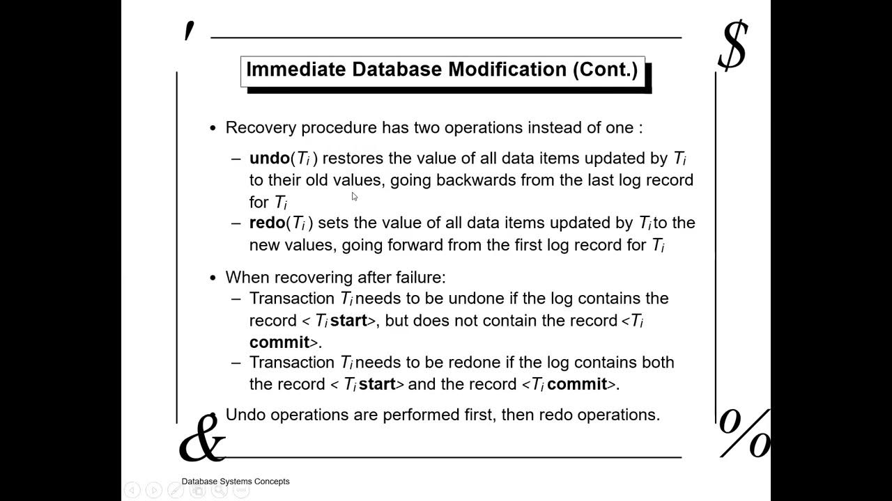Log Based Recovery - Deferred DataBase Modification and Immediate Database Modification. - YouTube
