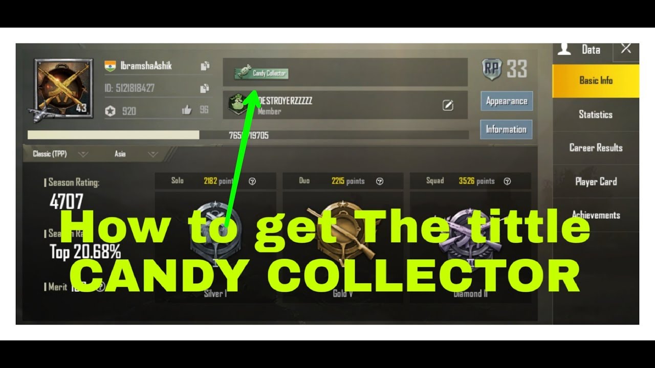 How to get candy collector tittle in pubg||Most easiest title in pubg ...