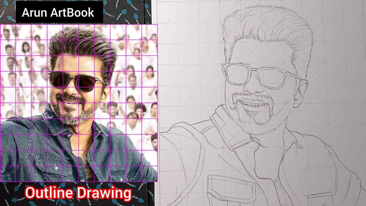 Jana Nayagan Movie Vijay Drawing Outline Easy Method / Vijay Drawing ...