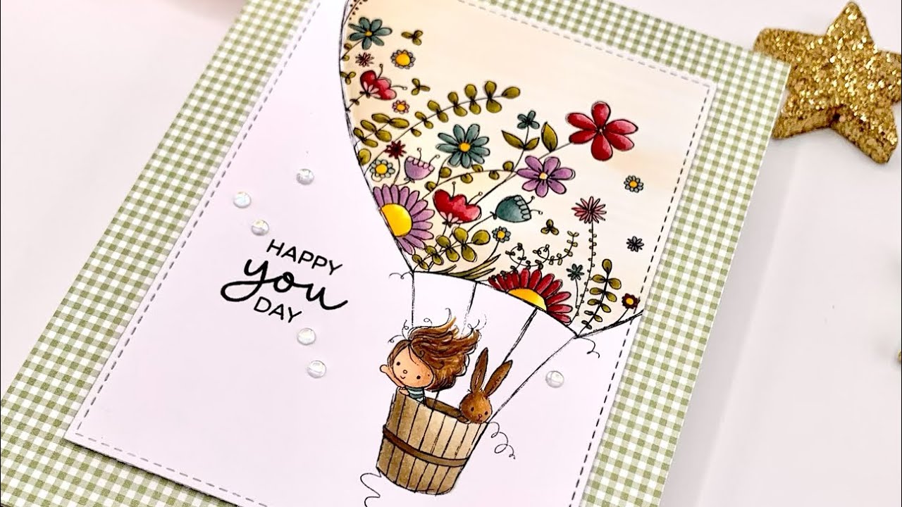 BIRTHDAY CARD: Rachelle Anne Miller - Hot Air Balloon (digital stamp ...