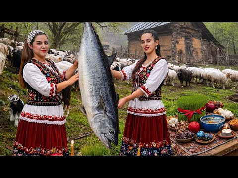 Traditional Iranian Cooking in the Village | Giant Fish, Fresh Shrimp & Nowruz Celebration 🌿🔥