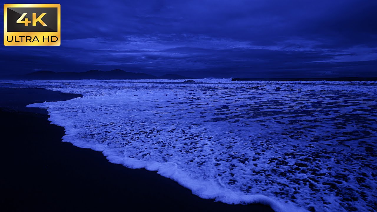 Ocean Waves At Night - Deep Sleeping 10 Hours with Soothing Ocean ...