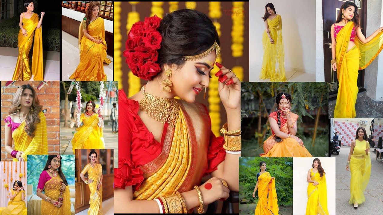 Sarees Design For Haldi Rasam | Beautiful Haldi Saree And Blouse ...