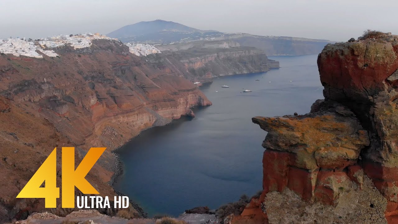 4K Greece Airview - Santorini, Corfu and Athens from Above - Short ...