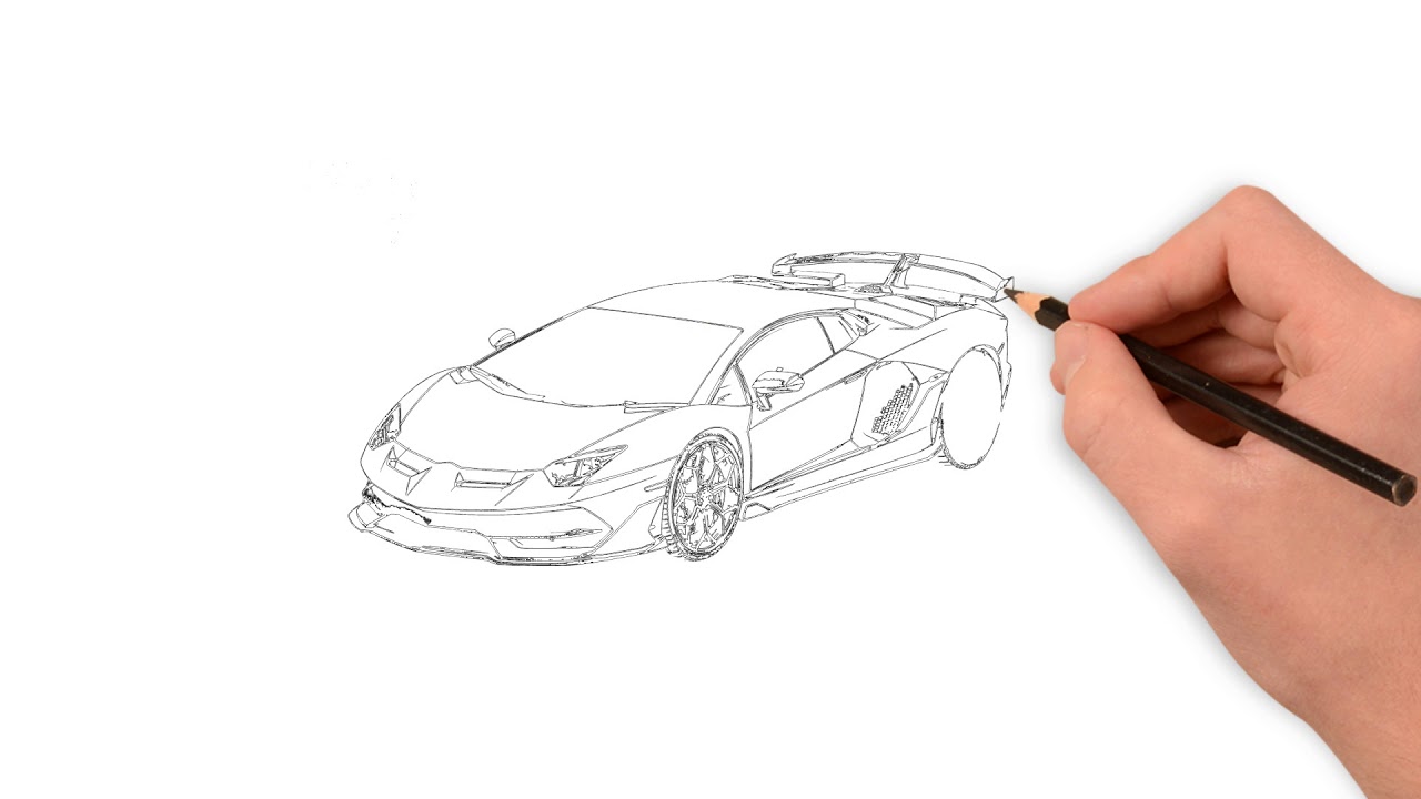 Drawing New Lamborghini SVJ - YouTube
