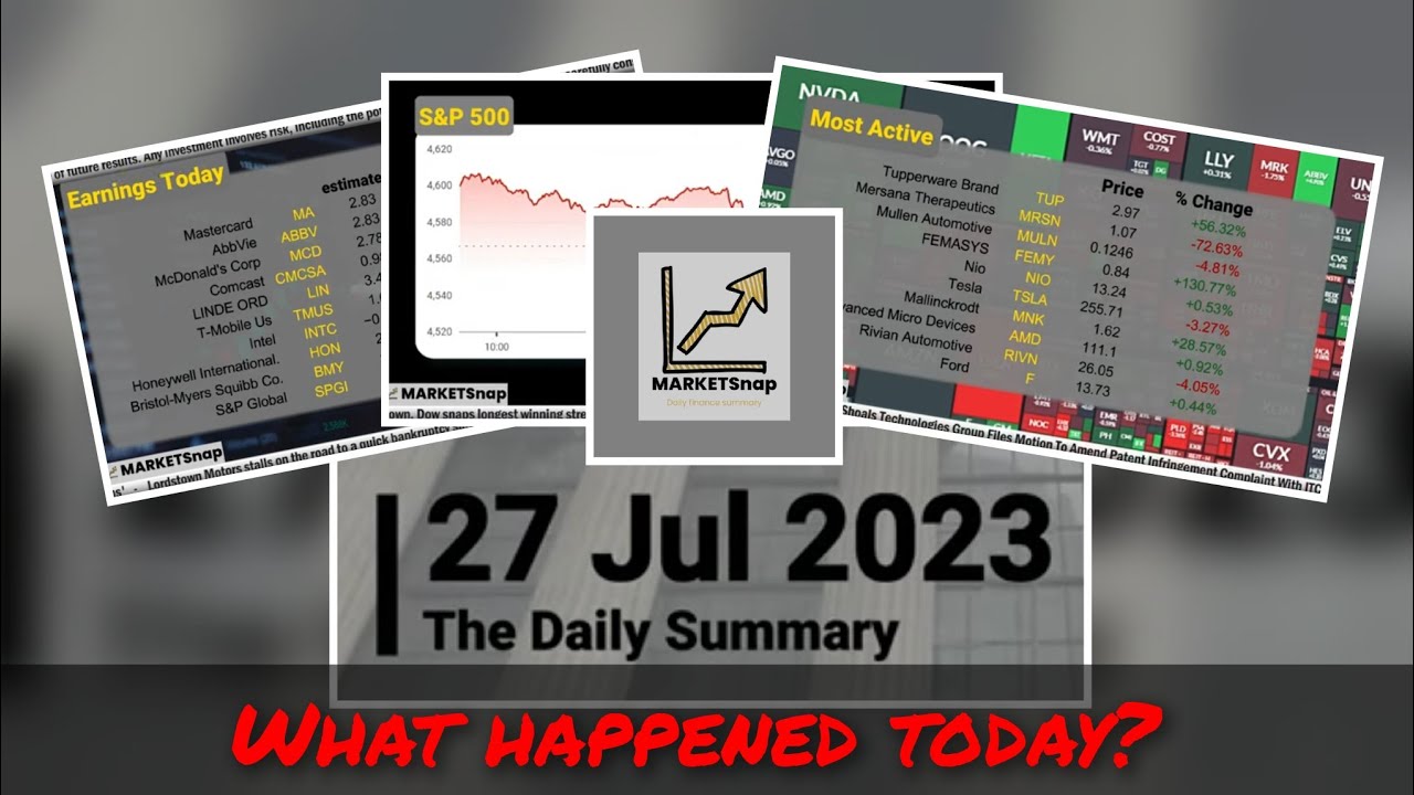 What Happened in the Stock Market Today? - Jul 27 2023 - YouTube
