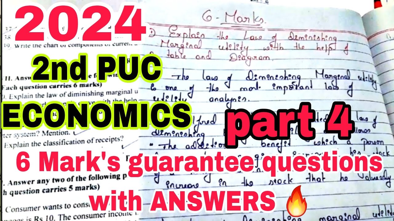 2nd PUC ECONOMICS, 6 Mark's guarantee questions with ANSWERS 🔥 2024 ANNUAL EXAM, - YouTube