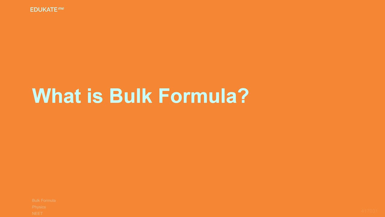 What is Bulk Formula? - YouTube