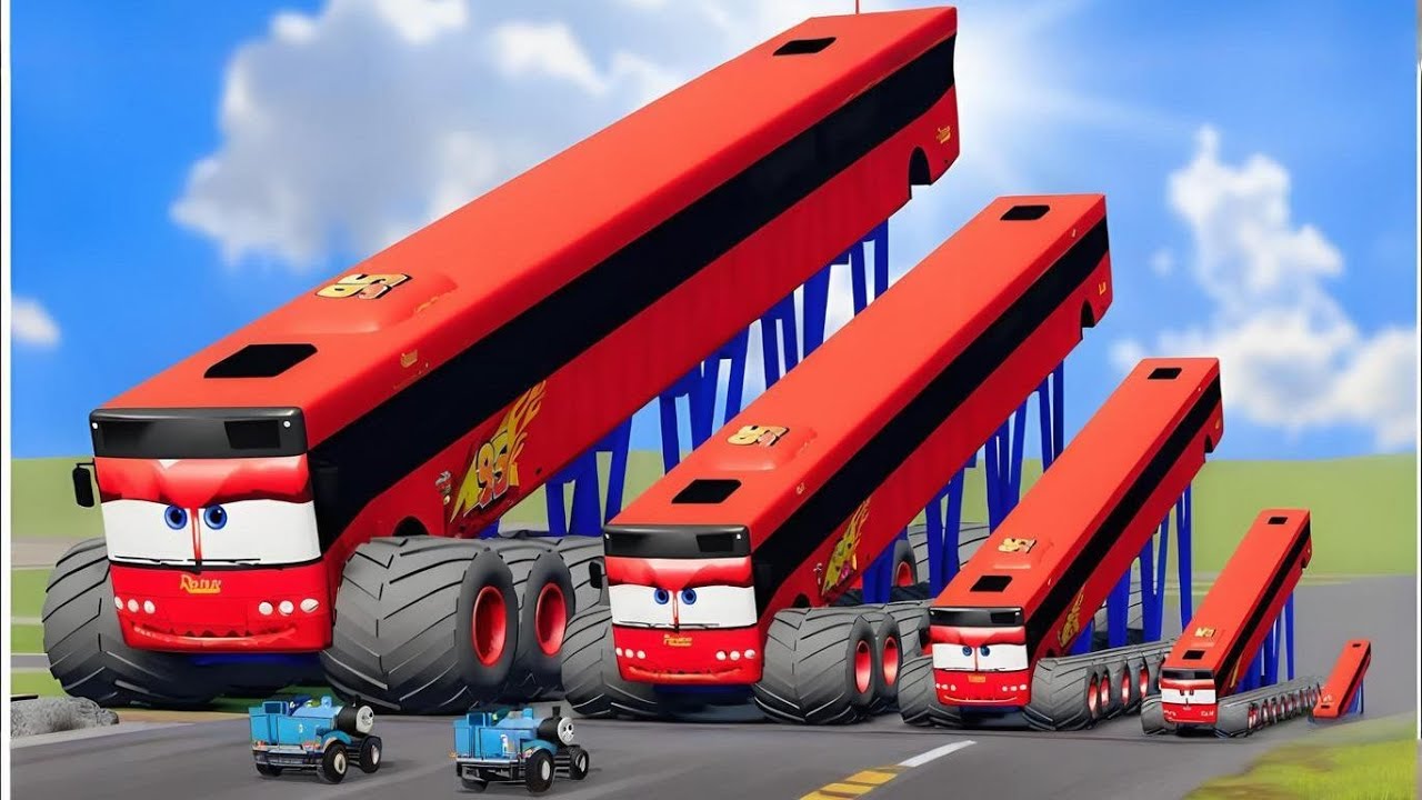 3D汽车启蒙动画：Big & Small, Long & Tall Bus Lightning Mcqueen - YouTube