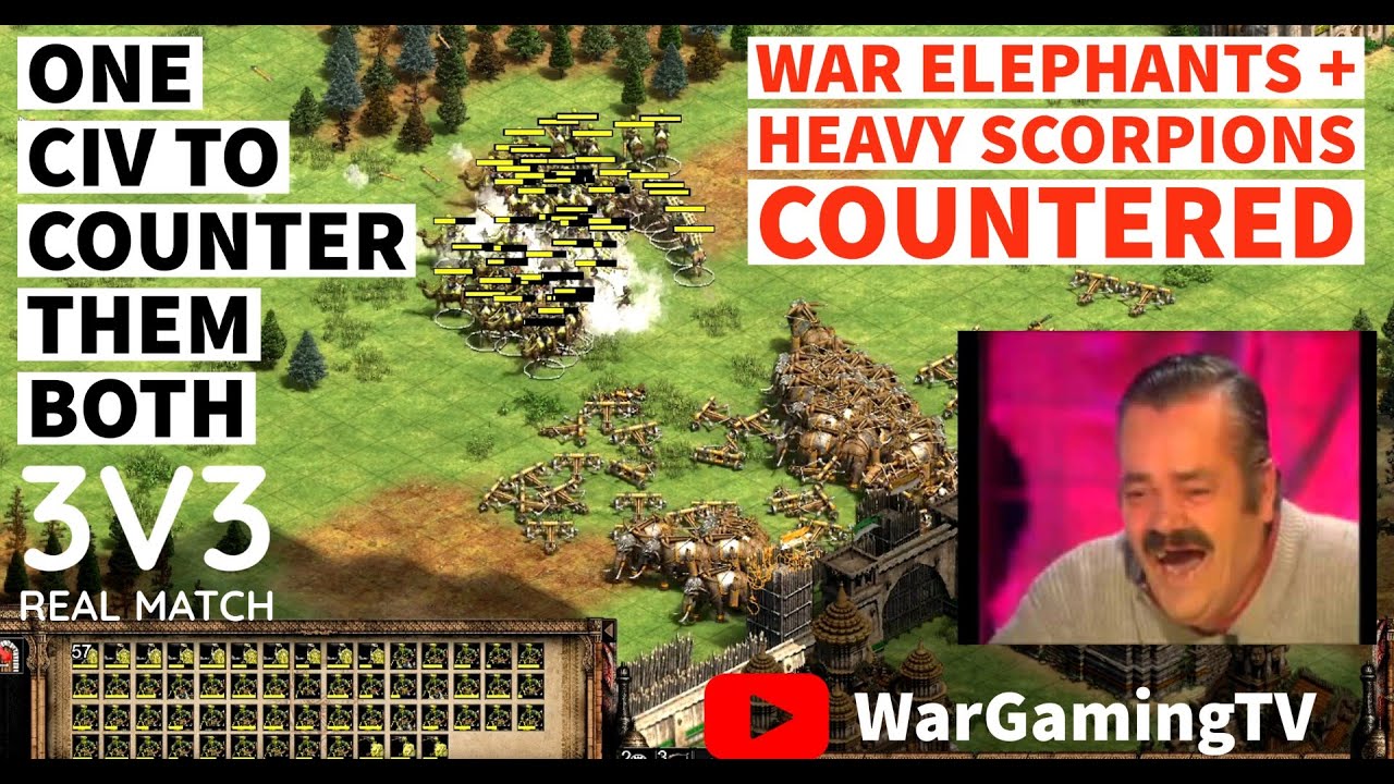 War Elephants counter, Scorpions counter | AOE2DE 3v3 Online ...
