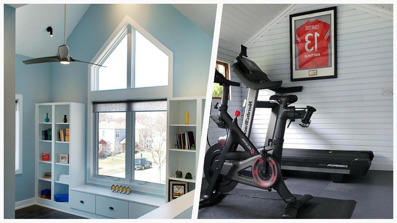 75 Vaulted Ceiling And Wood Ceiling Home Gym Design Ideas You'll Love 🔴 ...