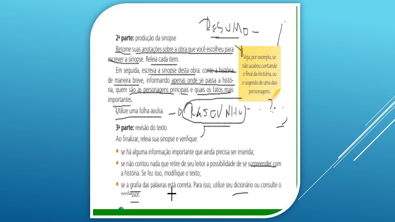 PRODUÇÃO DE SINOPSE PARTE II - YouTube