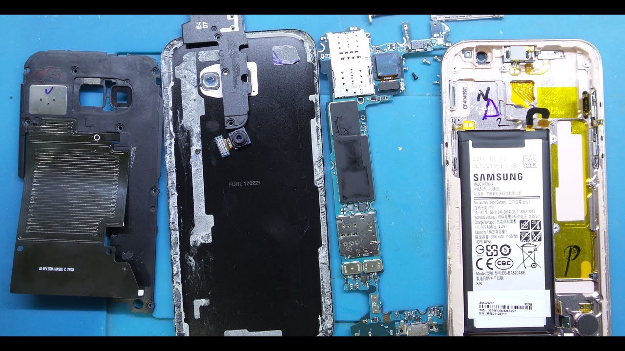 فتح وتشريح سامسونج samsung a5 2017 a520f open teardown - YouTube