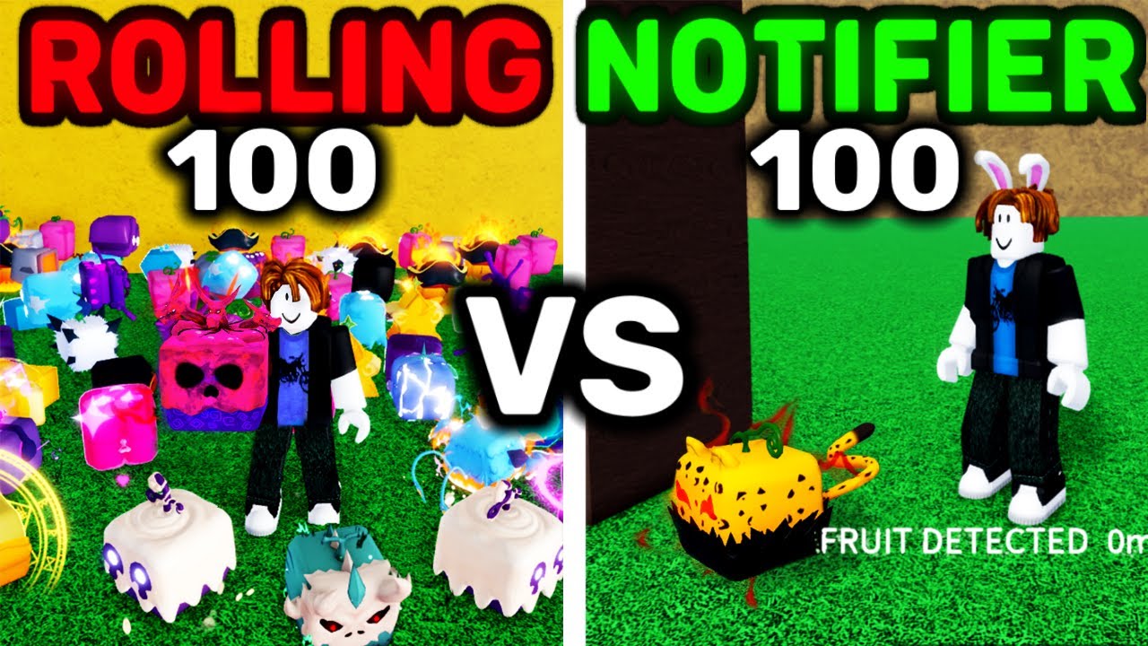 100 Fruit Rolls vs 100 Fruit Notifiers Comparision Blox Fruits - YouTube