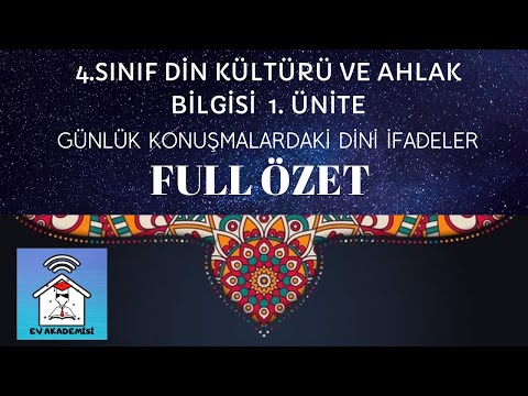 4.Sınıf Din kültürü ve ahlak bilgisi1.ÜNİTE FULL ÖZET Günlük Konuşmalarda dini ifadeler EV AKADEMİSİ