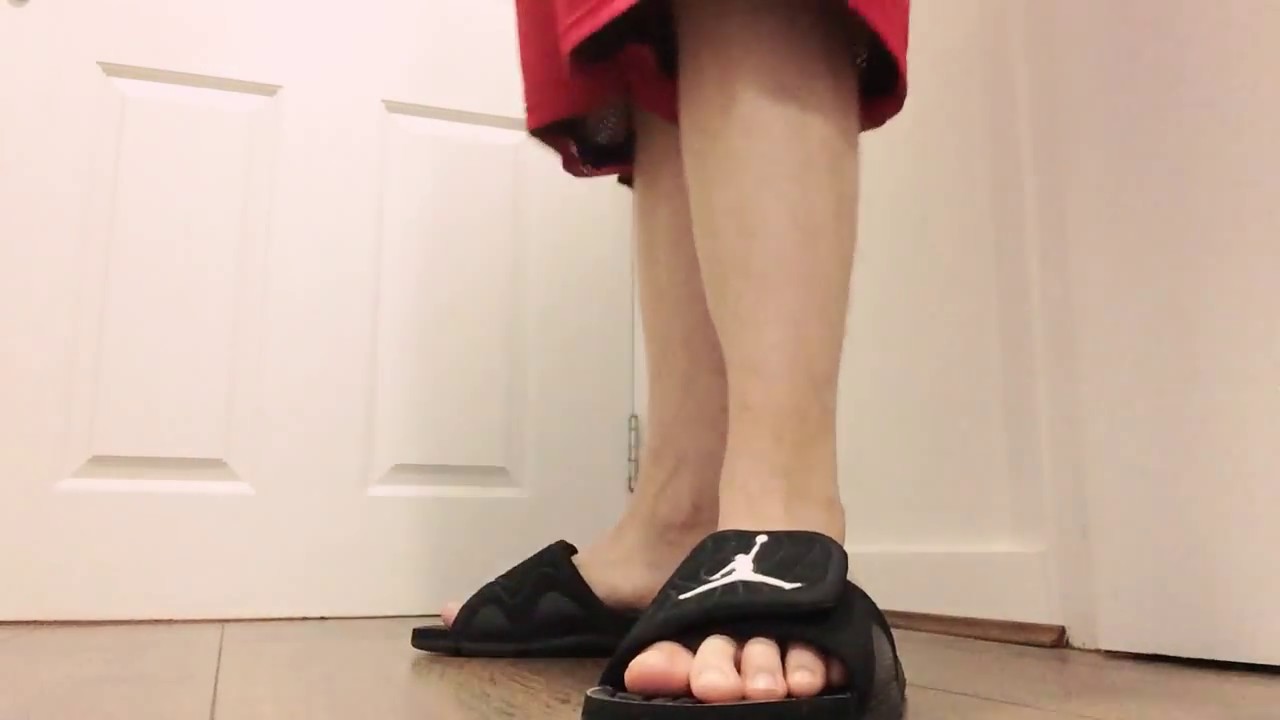Red basketball shorts and Jordan slides - YouTube