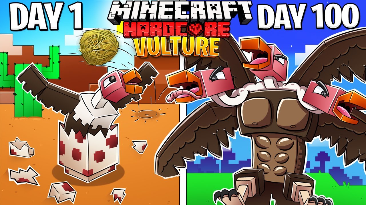 I Survived 100 DAYS as a VULTURE in HARDCORE Minecraft! - YouTube