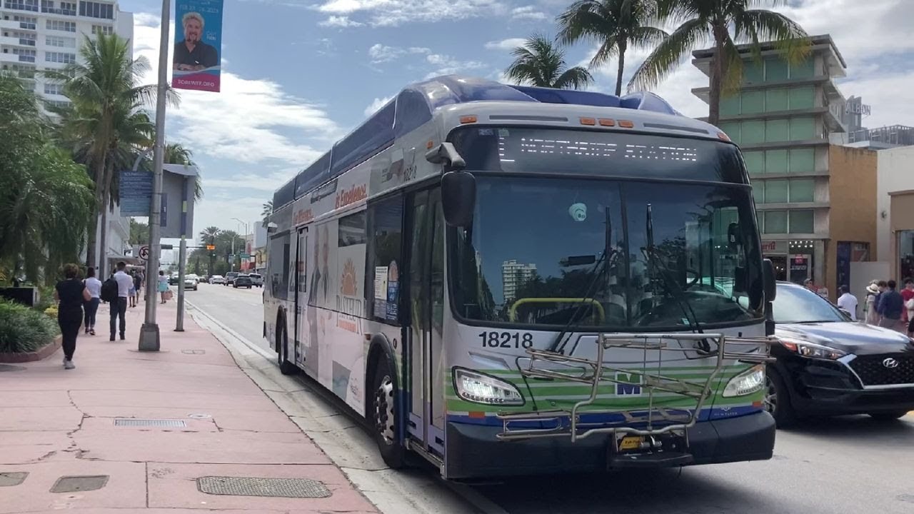 Miami-Dade Transit Metrobus L Arrival and Departure, Collins Ave & 17 ...