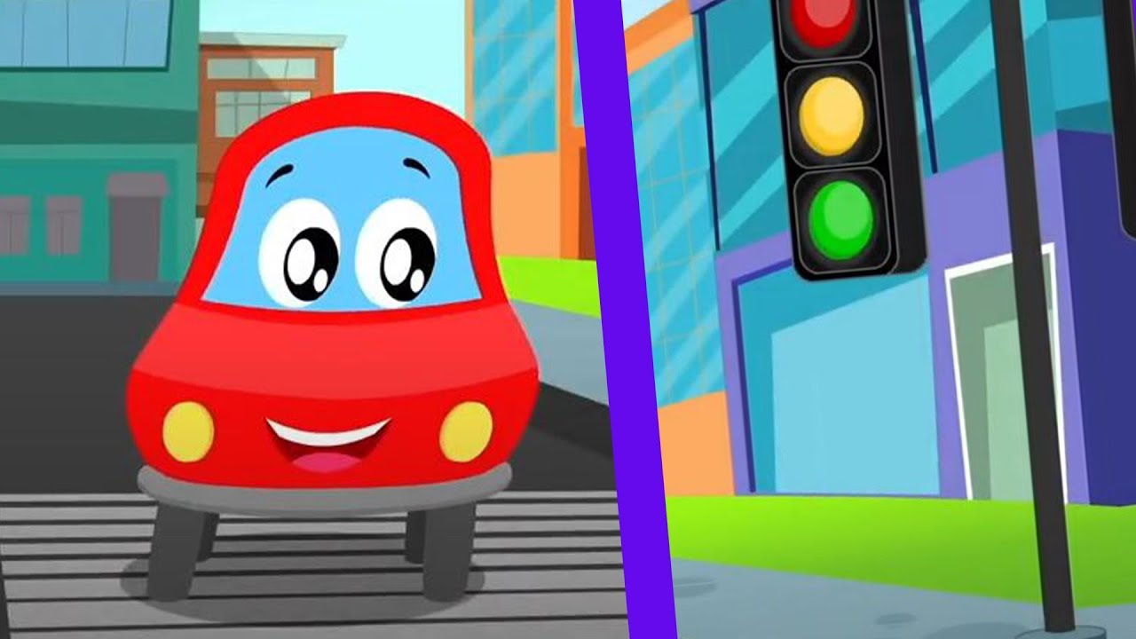 Look Left And Right | Safety Song For Children | Little Red Car Rhymes ...