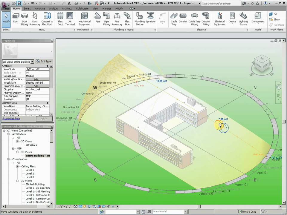 What's New in Revit MEP 2011 - SunPath Simulation - YouTube