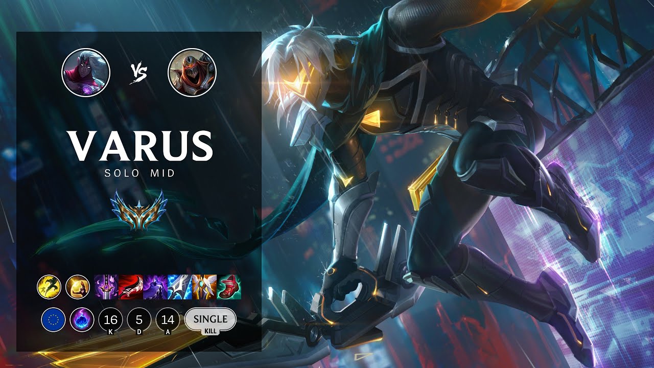 Varus Mid vs Zed - EUW Challenger Patch 12.19 - YouTube