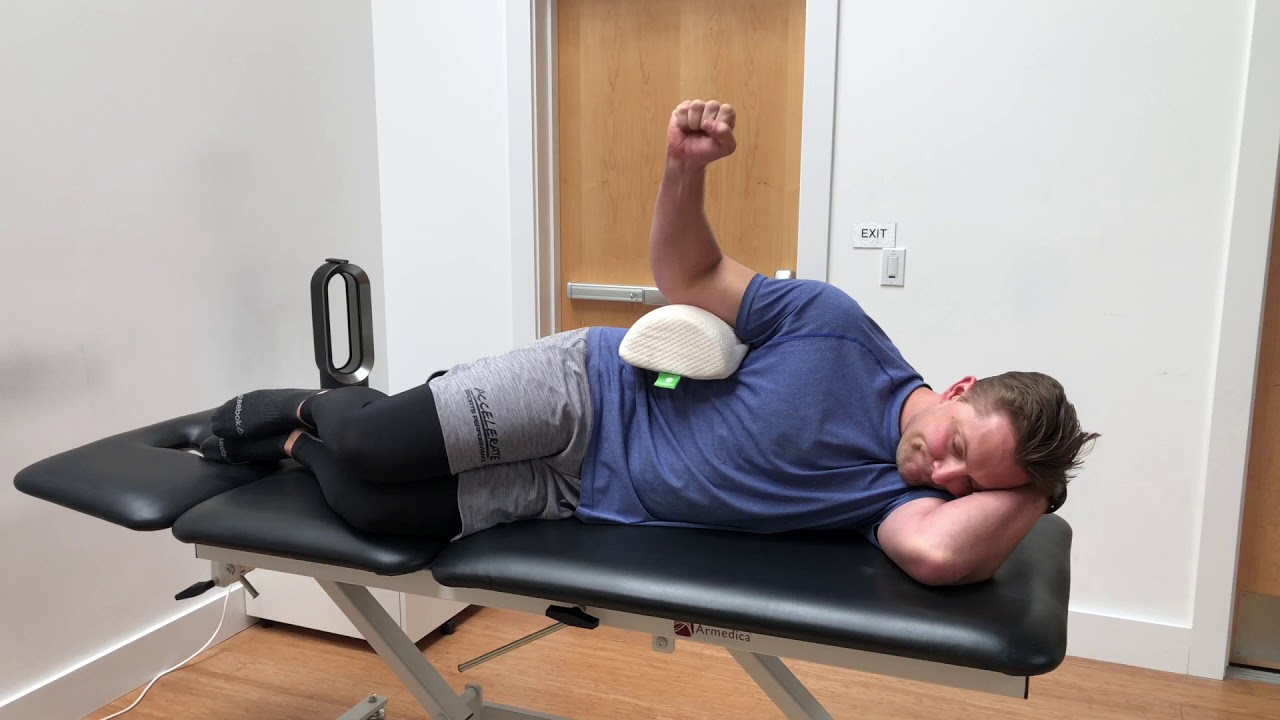 Side Lying Shoulder External Rotation with Towel Roll - YouTube
