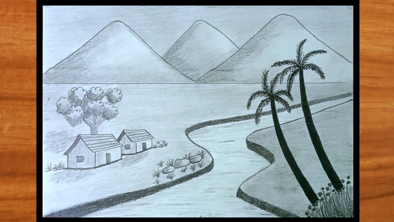 How To Draw Easy Scenery | Step by Step | Nature Drawing | Pencil ...