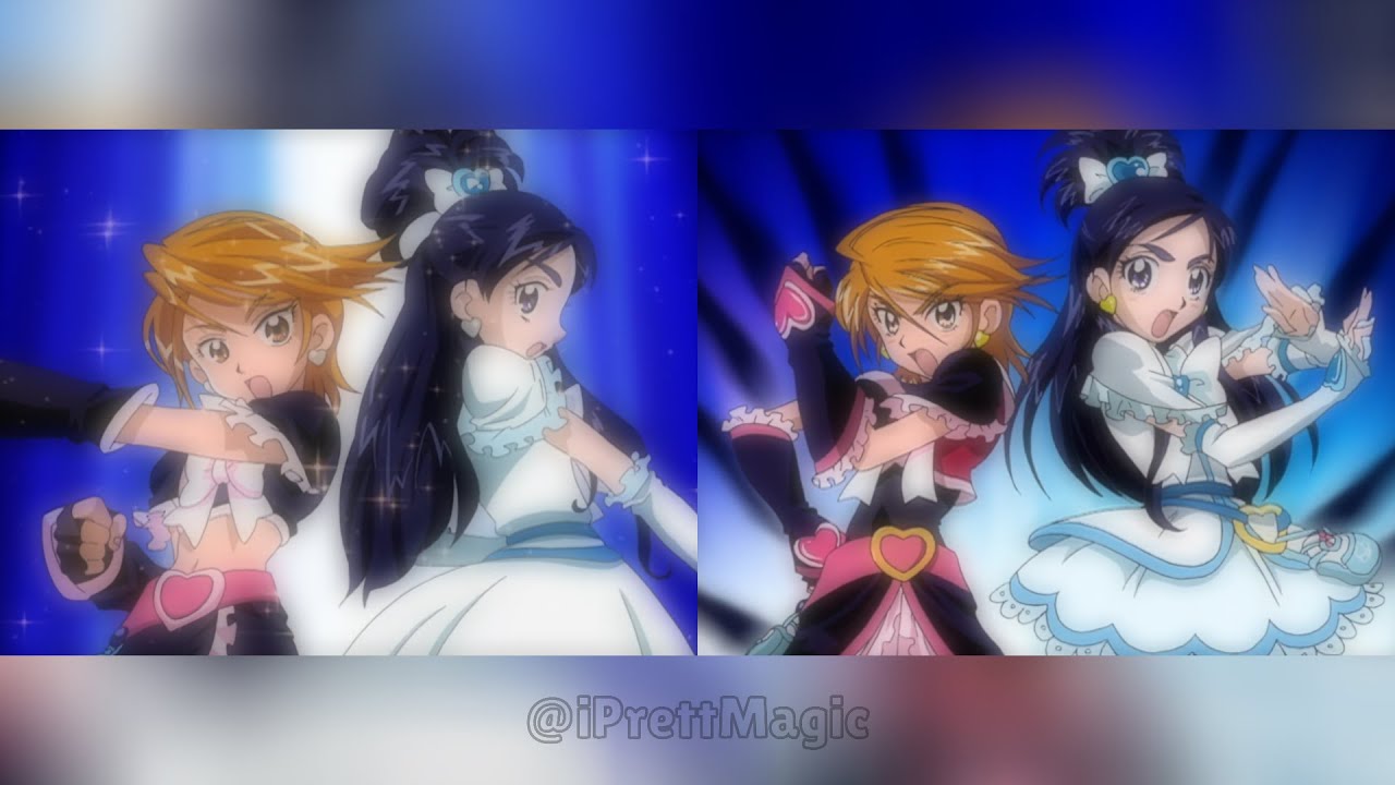 [1080p] Cure Black & Cure White Transformation Comparison {Ver. Futari ...