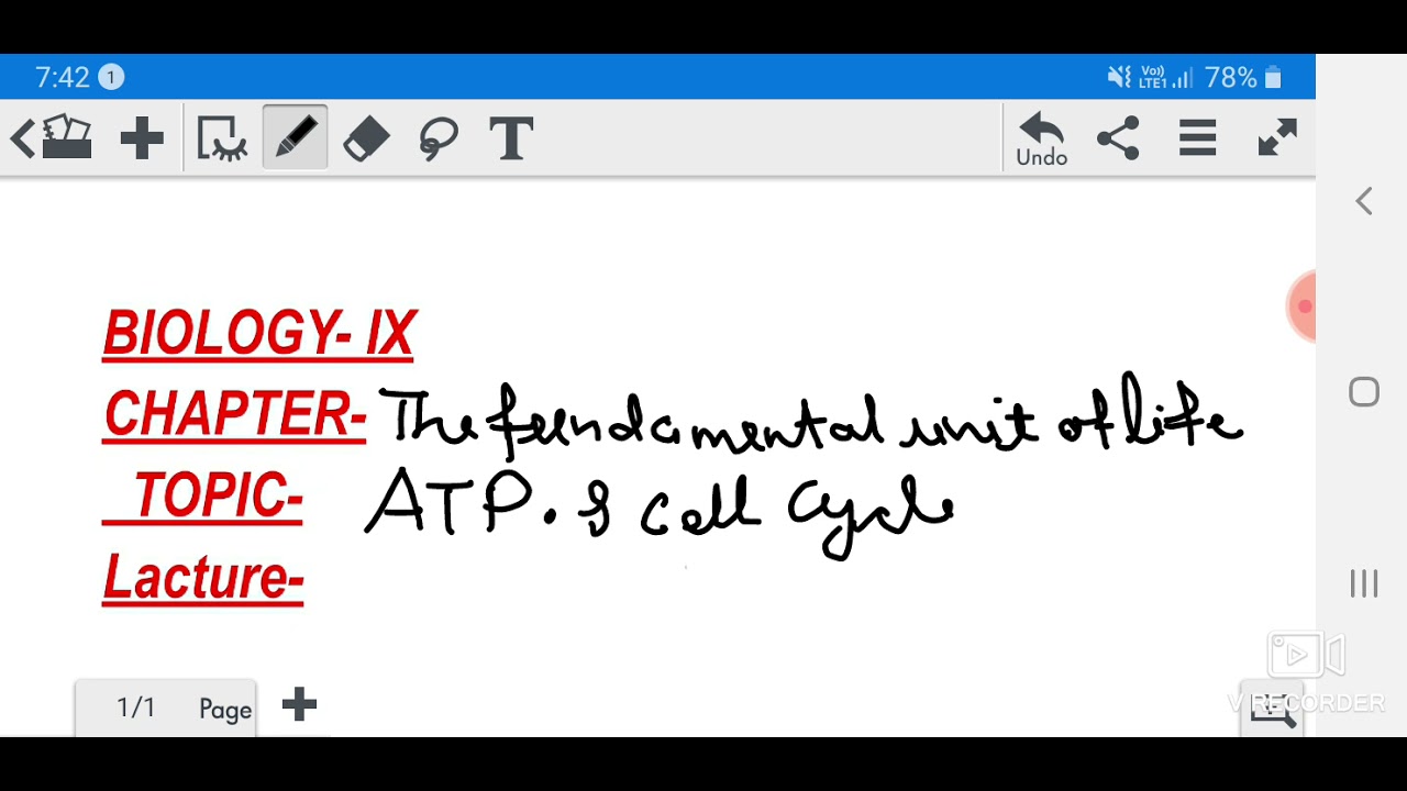 BIOLOGY- IX Captter - 1 The fundamental unit of life Topic - ATP & Cell ...