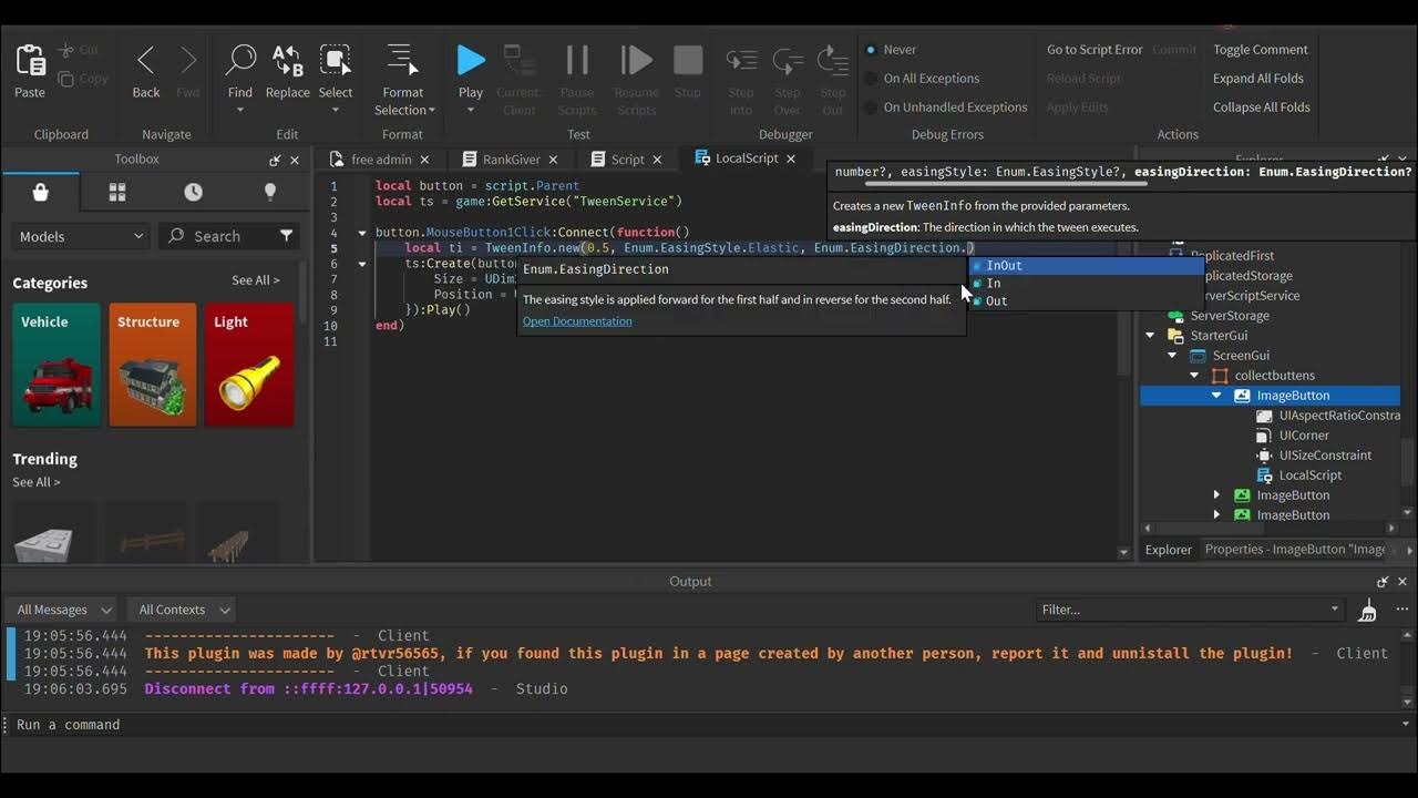 how to animate a GUI button when you click it - YouTube