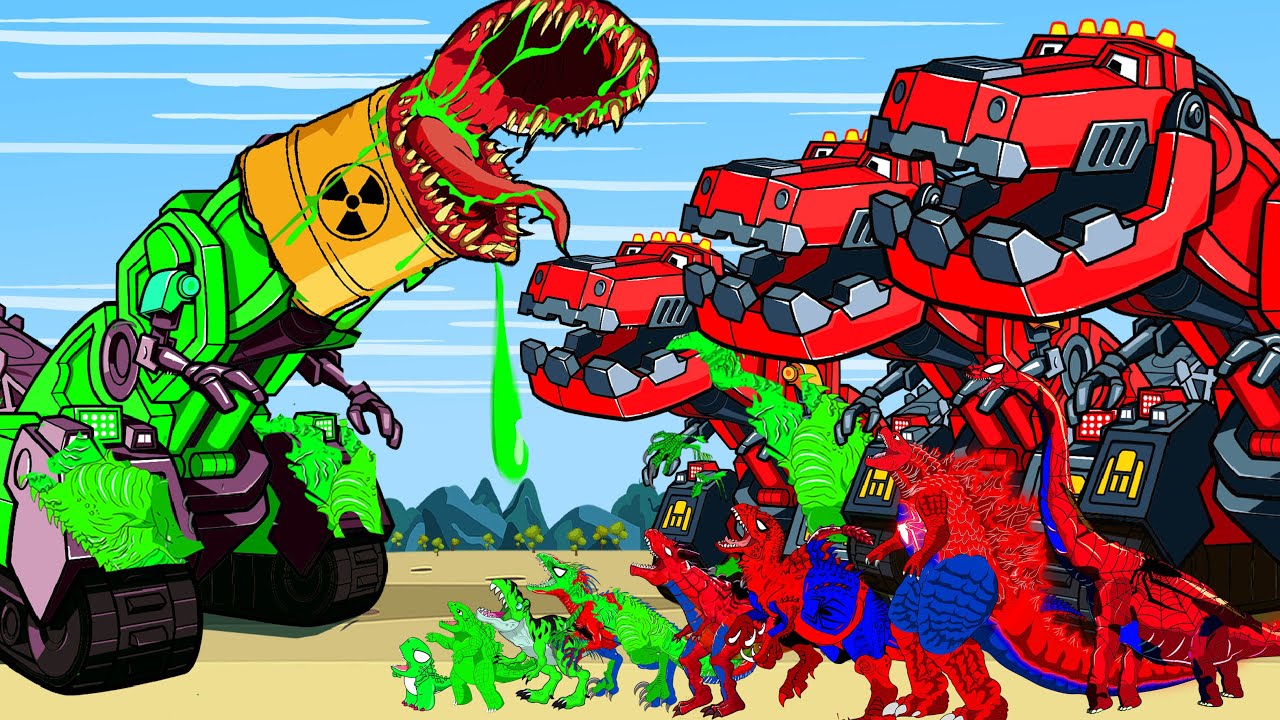 DINOSAURS MONSTERS RADIATION VS SPIDER BRACHIOSAURUS,T- REX, TRUCK ...