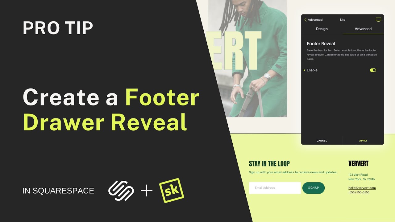 Create a Fixed Footer Drawer Reveal on Scroll in Squarespace - YouTube