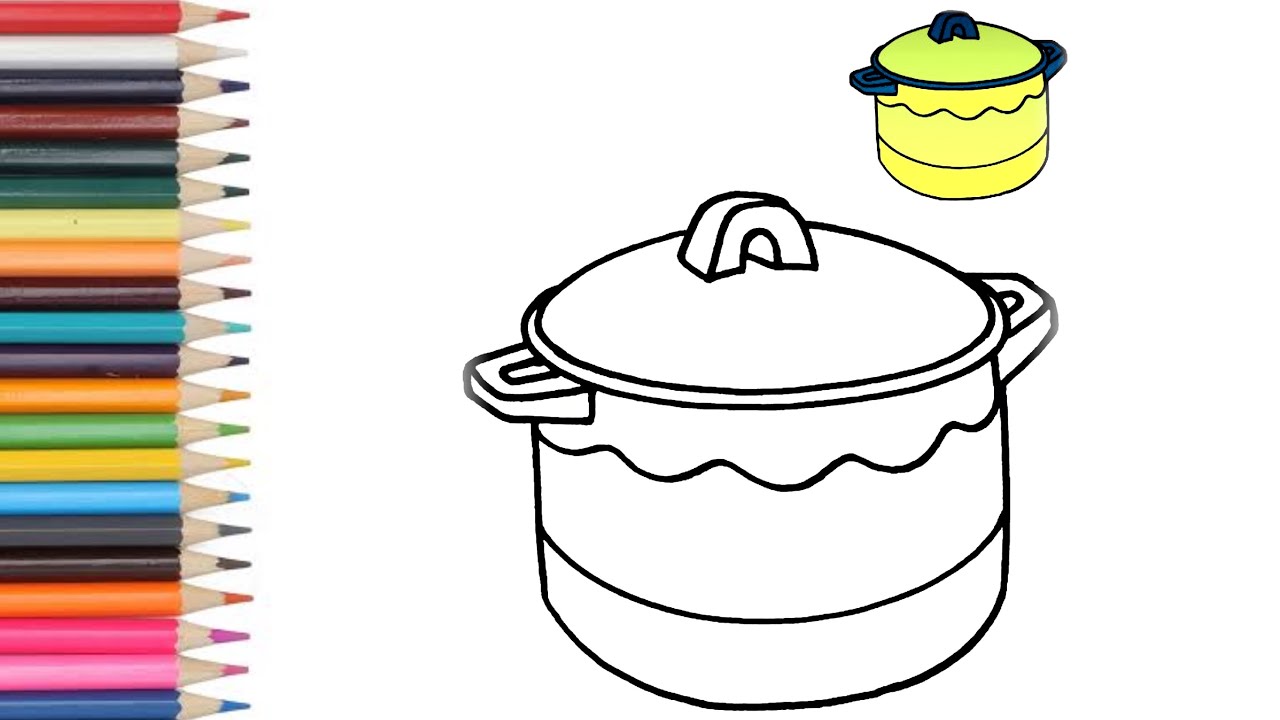 How To Draw A cooking Pot Learn Step by step || cooking pot Drawing ...