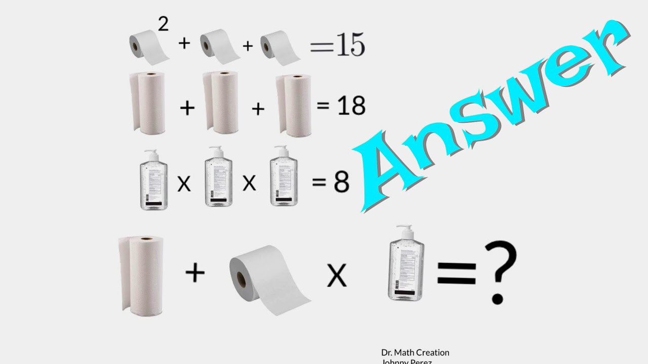 Toilet Paper Hand Sanitizer Math Puzzle (ANSWER) - YouTube