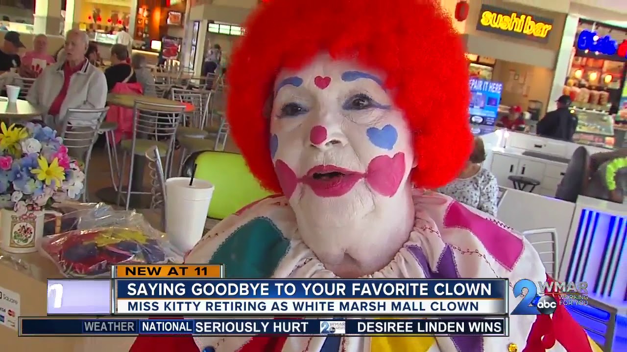 Miss Kitty retiring as White Marsh Mall clown - YouTube