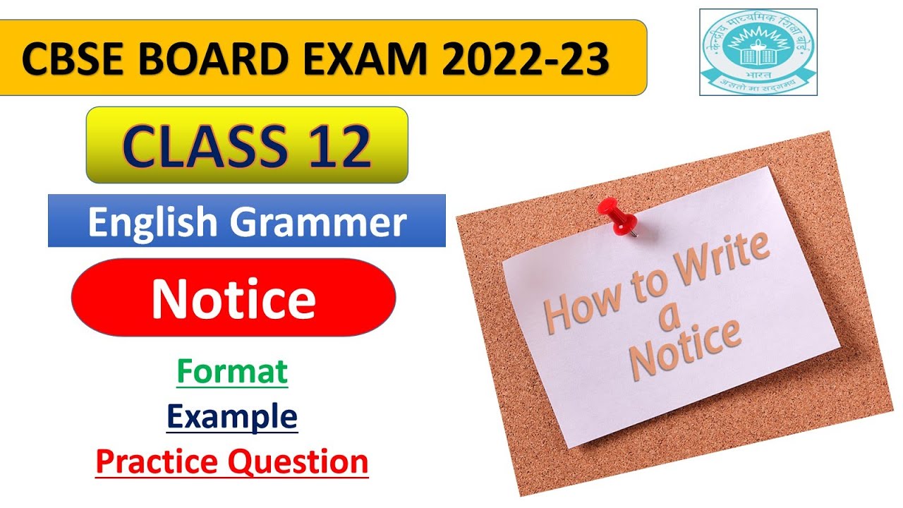 Notice Writing for class 12th || grammer class 12|| English || cbse ...