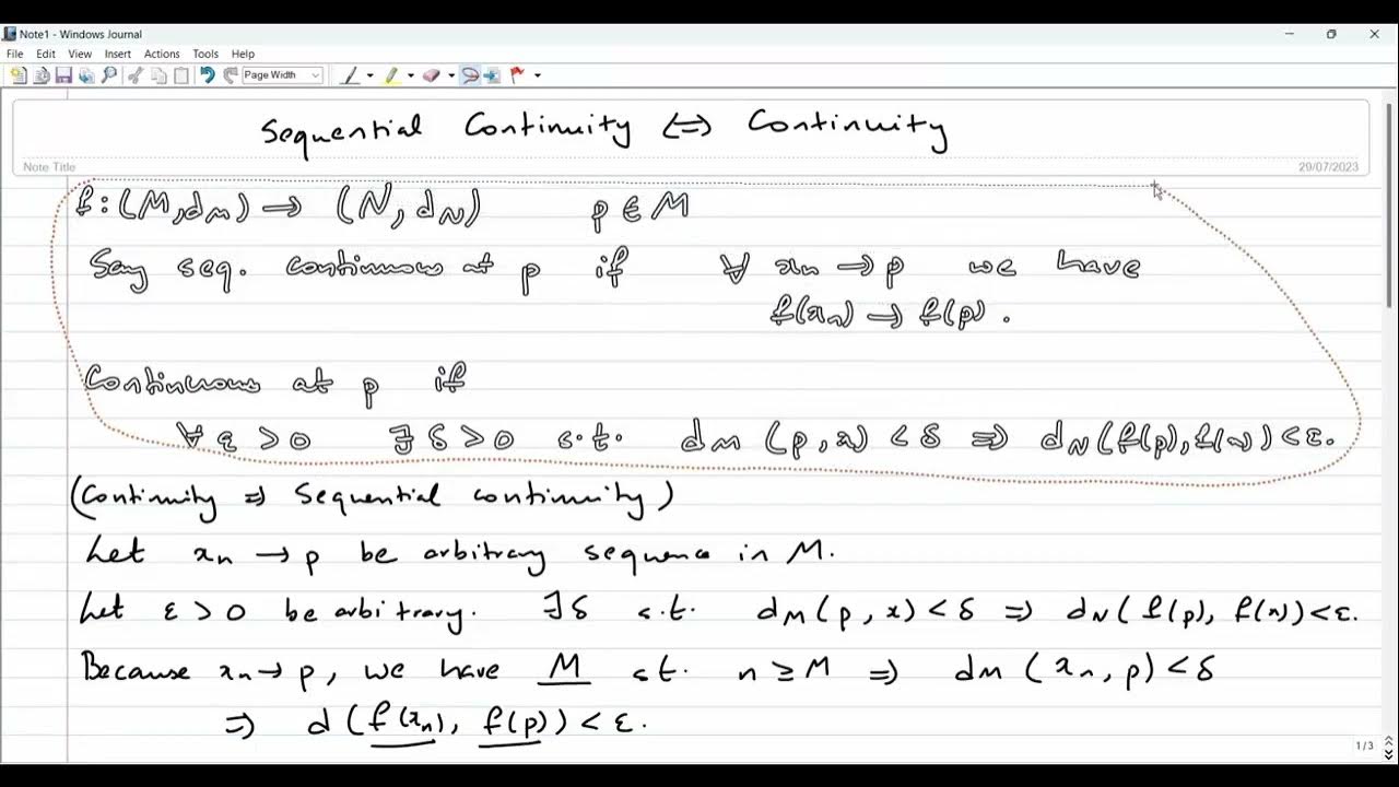 Metric Spaces: Continuity vs Sequential Continuity - YouTube