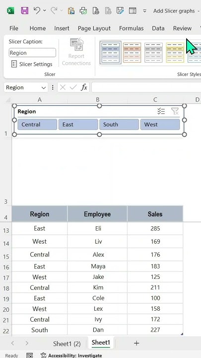How To Insert Slicer And Column Chart Combo In Excel Exceltips Shorts Exceltutorial 6292