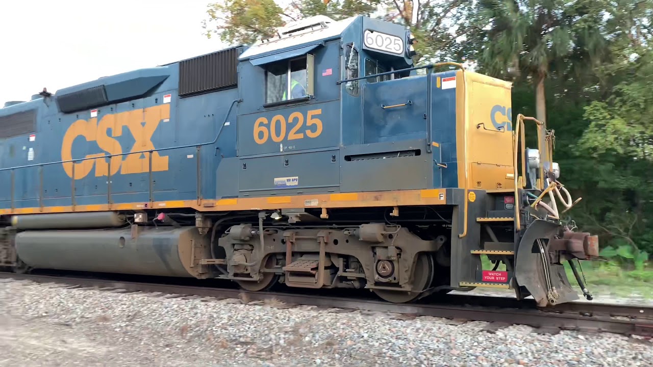 W001-15 ( CSX Geometry train ) at DeLand Amtrak Station with CSXT 6025 with a 3 car set - YouTube