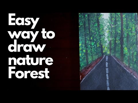 Easy way to draw nature forest - YouTube
