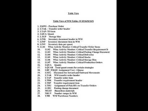 SAP WM Tables - YouTube