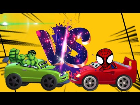 Superheroes Racing Challenger. Race Hulk and Spider-Man. Hulk green car ...