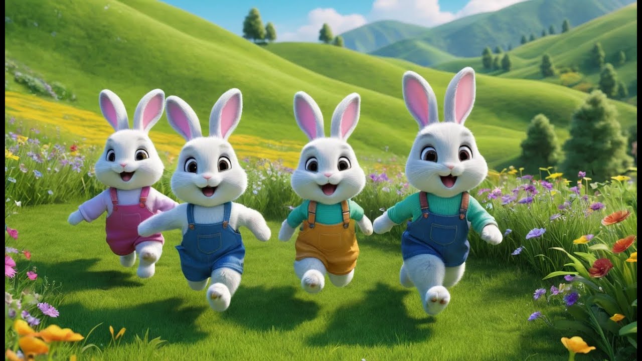 Five Little Bunnies Jumping on the Ground | Fun Bunny Counting Song for ...
